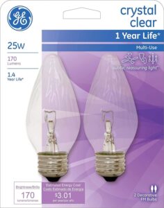 ge lighting 75337 25 watt clear flame decorative light bulbs 2 pack