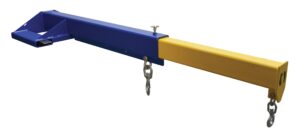 vestil lm-ebt-8-30 steel economy telescoping lift boom 30 in fork pocket center 8,000 lb. capacity blue and yellow