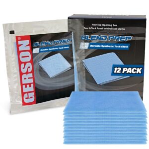 gerson 12 blend prep dry tack cloths 12 pack - tack cloth for removing dust, durable, 9"x18"