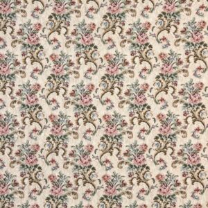 h858 pink beige and green floral tapestry upholstery fabric by the yard