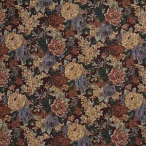 f924 red and green floral tapestry upholstery fabric by the yard