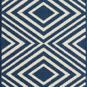 Momeni Rugs , Baja Collection Contemporary Indoor & Outdoor Area Rug, Easy to Clean, UV protected & Fade Resistant, 2'3" x 7'6" Runner, Navy Blue