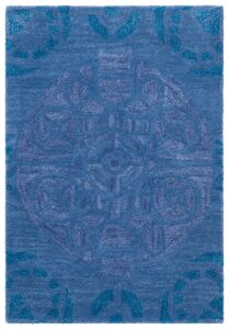 safavieh wyndham collection accent rug - 2' x 3', blue, handmade modern wool, ideal for high traffic areas in entryway, living room, bedroom (wyd376e)