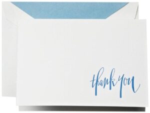 crane & co. hand engraved newport blue thank you notes (ct1313)