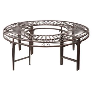 design toscano zj12063 roundabout circular garden tree bench seat, 47 inch, grey