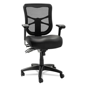 alera el4215 elusion series mesh mid-back multifunction chair, black leather