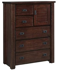 progressive furniture trestlewood chest, 40" x 18" x 52" h, brown