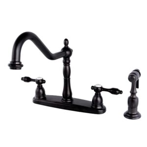 kingston brass kb1755talbs tudor 8 inch center kitchen faucet with brass sprayer, oil rubbed bronze, 8-5/8 inch in spout reach, oil rubbed bronze