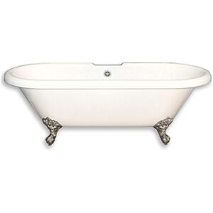 cambridge plumbing acrylic double ended clawfoot bathtub 70" x 30" with no faucet drillings and oil rubbed bronze feet