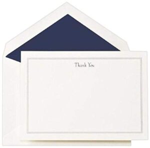 crane & co. navy triple hairline thank you card (ct3304), pack of 10