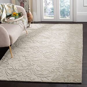 safavieh impressions collection area rug - 5' x 8', sage, handmade wool, ideal for high traffic areas in living room, bedroom (im344c)