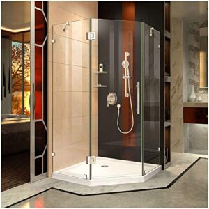 dreamline prism lux 36 5/16 in. d x 36 5/16 in. w, frameless hinged shower enclosure, 3/8" glass, chrome finish