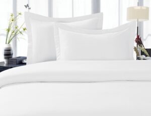 royal tradition 100% cotton solid white 300 thread count king/california king size 3pc duvet cover set with button enclosure