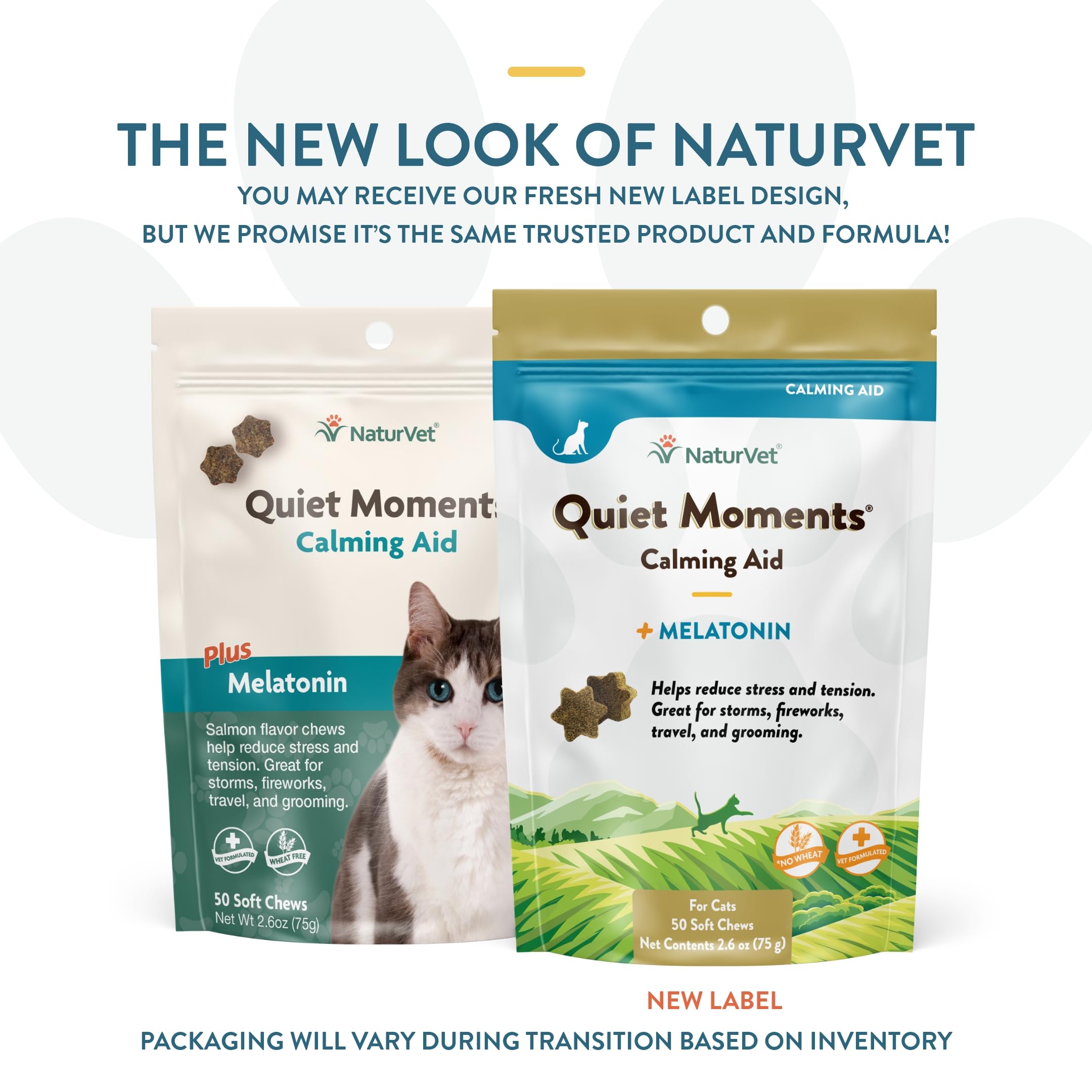 NaturVet Quiet Moments Calming Aid Cat Supplement Plus Melatonin – Helps Reduce Stress in Cats – for Pet Storm Anxiety, Motion Sickness, Grooming, Separation, Travel – 50 Ct. Soft Chews