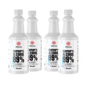 isopropyl alcohol 99% - 1 gallon (4 x 32 fl oz bottles) - high-purity concentrated rubbing alcohol for effective cleaning - quick-drying, domestically sourced ipa