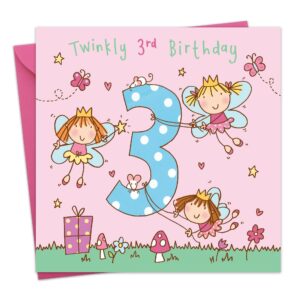 twizler happy 3rd birthday card, multicolor, 6.1 x 6.1 in