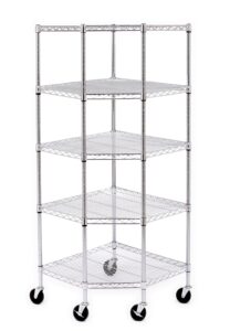 seville classics 5 shelf corner shelving system with wheels, nsf listed