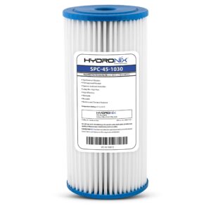 hydronix spc-45-1030 r30-bb & rs6 compatible whole house sediment pleated water filter washable and reusable 4.5 x 10-30 micron