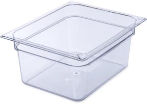 carlisle foodservice products storplus 1/2-size food pan for catering, buffets, and restaurants, polycarbonate 6 inches deep, clear