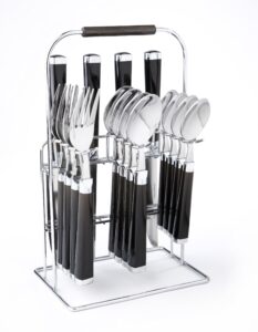 cambridge silversmiths temptation black/charc 16-piece flatware set