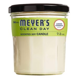 mrs. meyer's clean day soy aromatherapy candle, 35 hour burn time, made with soy wax and essential oils, lemon verbena, 7.2 oz