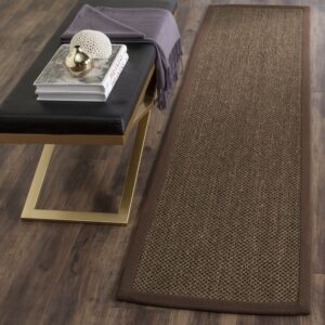 safavieh natural fiber collection runner rug - 2'6" x 6', brown & brown, border sisal design, easy care, ideal for high traffic areas in living room, bedroom (nf443d)