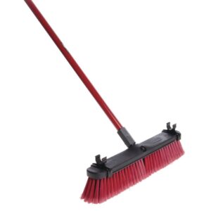 libman red recycled pet sweeping push broom with handle