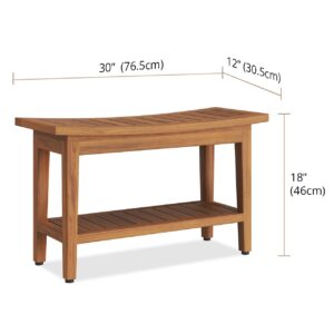 AquaTeak Patented 30" Maluku Teak Shower Bench with Shelf