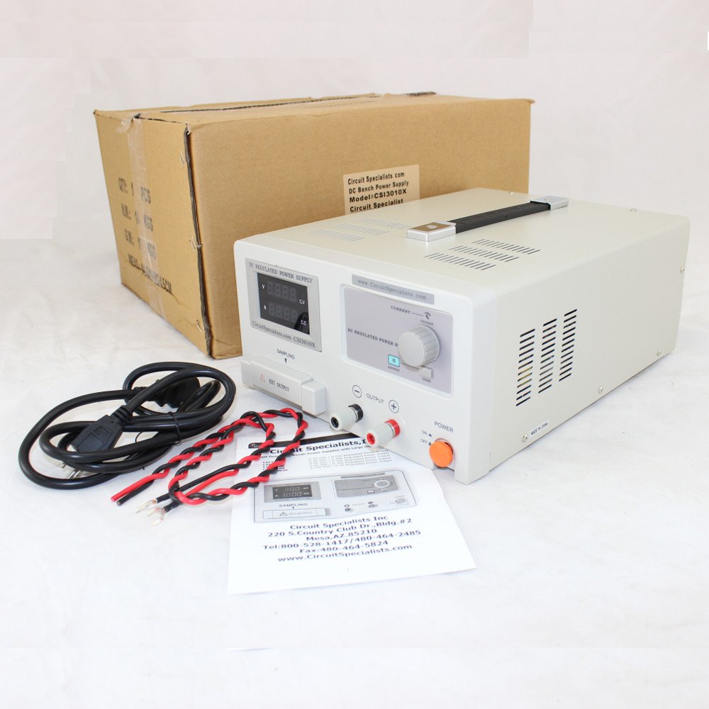 Linear Power Supply Adjustable 0-30V - 0-10A Output with LED Display and Remote Sensing Terminal Strip - Ideal for Lab and Educational Use - CSI3010X