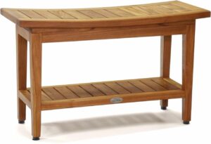 aquateak patented 30" maluku teak shower bench with shelf