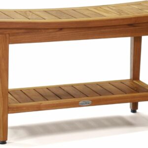 AquaTeak Patented 30" Maluku Teak Shower Bench with Shelf