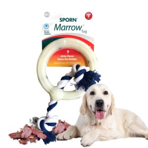 sporn white nylon marrow chew dog bone, nylon marrow dog bone toy for aggressive chewers, jerky flavor dog chew bone, non-toxic, medium/large