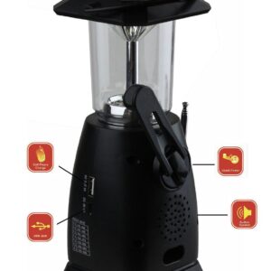 Kaito KA249W Multi-Functional Solar/Wind-up Dynamo and Solar Powered LED Camping Lantern with AM/FM NOAA Weather Radio & Cell Phone Charger, Color Black