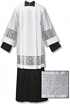 Catholic Factory Outlet Box Pleated Lace Surplice (Medium (Back Length 38'') (Sleeve Length 28'') (Height 5ft9-6ft)),White