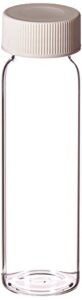 jg finneran 9-120-2 clear borosilicate glass precleaned voa vial with white polypropylene solid top closure and ptfe lined, 24-400mm cap size, 40ml capacity (pack of 72)