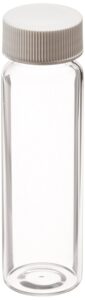 thomas scientific 9-120 clear borosilicate glass standard voa vial with white polypropylene solid top closure and ptfe lined, 24-400mm cap size, 40ml capacity (pack of 72)