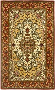 safavieh persian legend collection accent rug - 3' x 5', ivory & rust, handmade traditional wool, ideal for high traffic areas in entryway, living room, bedroom (pl531a)