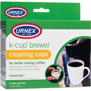 urnex k-cup cleaner - 5 cleaning cups - for keurig machines compatible with keurig 2.0 - removes stains non-toxic