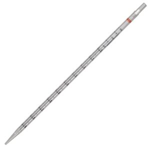 globe scientific uniplast 1770 polystyrene serological pipette with standard tip, 10ml capacity, 297mm length, sterile, orange striped (case of 250), clear