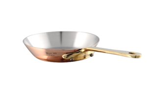 mauviel m'minis copper round frying pan with brass handle, 4.7-in, made in france