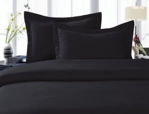 elegant comfort 3 piece 1500 thread count luxury ultra soft egyptian quality coziest duvet cover set, full/queen, black