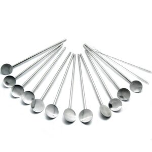 kilofly reusable spoon drink straws value pack [set of 12 + 2 cleaners], 7.8 inch