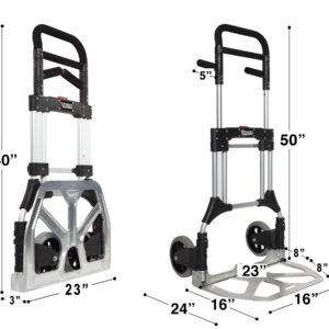 Vergo Industrial 400 lb Capacity Heavy Duty Folding Hand Truck Dolly Cart with Telescoping Handle, Aluminum Foldable Cart with Wheels (S300L)