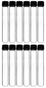 eisco 12pk test tubes, 50ml - bakelite screw cap with rubber liner - borosilicate 3.3 glass - 5.9" x 1" - round bottom - leak proof