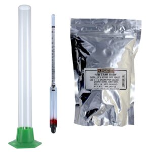 proof and tralle hydrometer with 12" glass test jar with distiller's active d...