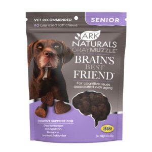 ark naturals gray muzzle brain's best friend vet recommended soft chews for cognitive issues associated with aging, 90 count bag