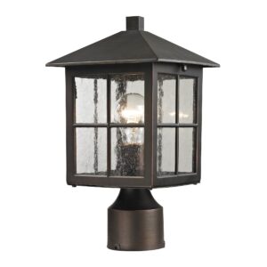 elk lighting cornerstone lighting 8201ep/70 shaker heights lantern, hazelnut bronze post mount, 7" w x 11" h