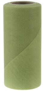 falk fabrics tulle spool for decoration, 6-inch by 25-yard, olive