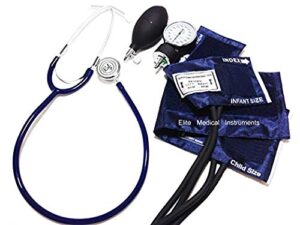 emi #311 pediatric aneroid sphygmomanometer set child and infant cuff plus basic dual head (navy)