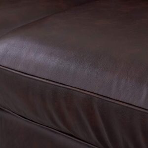 Serta Palisades 61" Track Arm Sofa, Durable Bonded Leather, Soft Pillow Back, Pocket Coil Seat Cushions, Loveseat or Couch for Small Spaces, Living Rooms or Bedrooms, Chestnut Brown